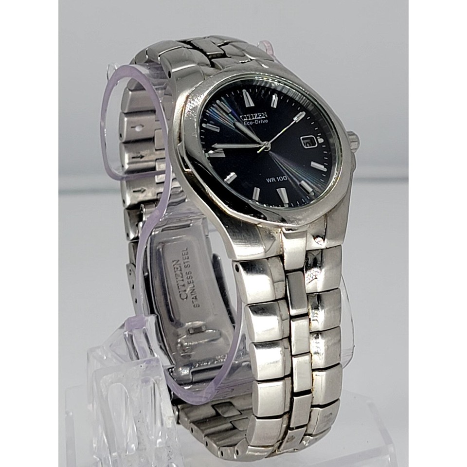 Citizen Eco-Drive WR 100 Men's Solar-Powered Stainless Steel Watch Blue ...