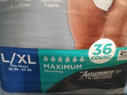 Assurance Men's Incontinence Underwear, L/XL, Maximum Absorbency 36 ...