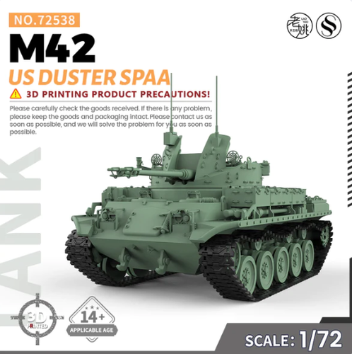 SSMODEL 538 V1.9 1/72 25mm Military Model Kit US M42 Duster SPAA WOT ...