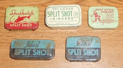 Vintage 5 Split Shot Tins | eBay