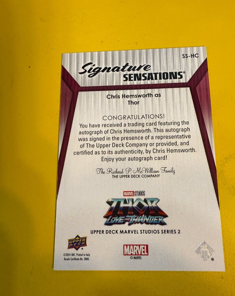 DA93154 2024 Marvel Signature Sensations Inscriptions Chris Hemsworth ...