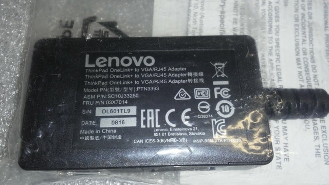 Lenovo ThinkPad OneLink Adapter Cable VGA Rj45 Ethernet 03X7014 for ...