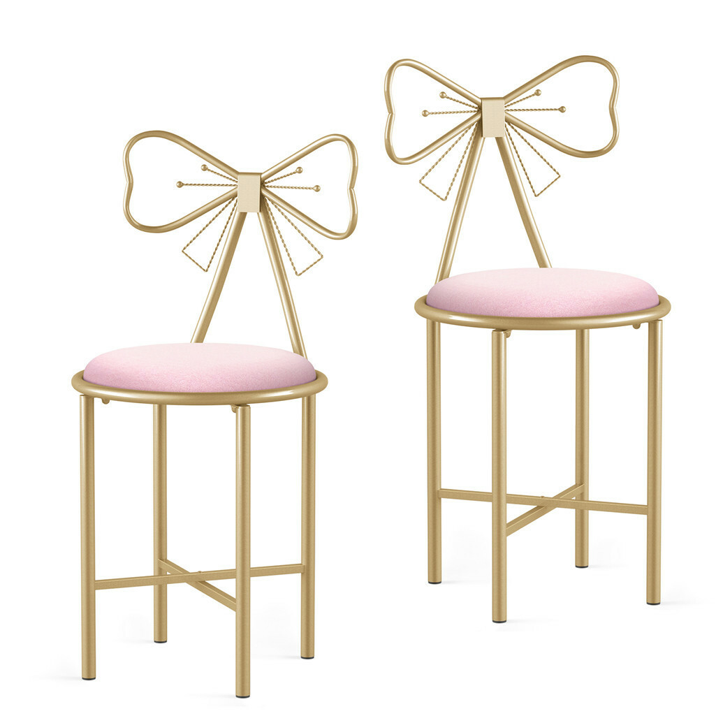 Vanity Stool Chair Gold Glam Dressing Room Make-up Padded Stool Bedroom ...