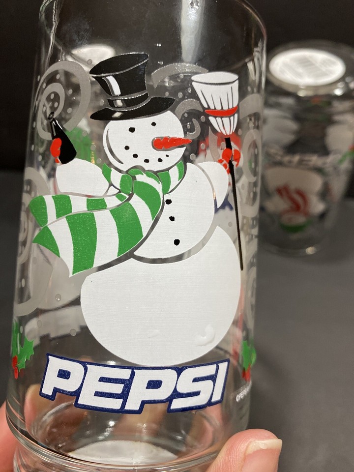 4 Pepsi Christmas Drinking Glasses Tumblers Snowman | eBay