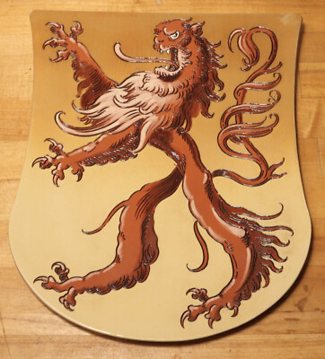 Rampant Lion shield 12.5" plaque by Mettlach - antique German - # 2010 ...