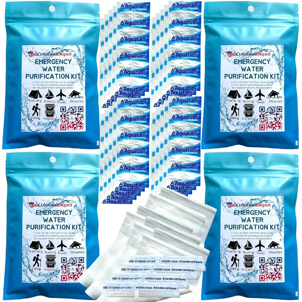 Emergency Water Purification Tablets Kit, Aquatabs, Whirl-pak Bag, Pre ...