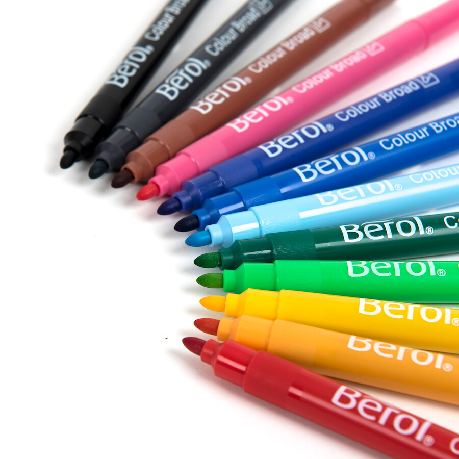 Berol Colour Broad or Fine Fibre Tip Markers - Choice of 12 Colours ...