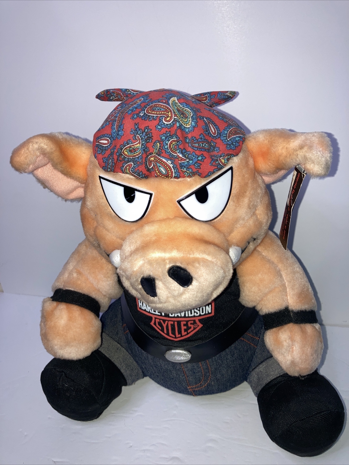 Vtg Harley Davidson Plush Hog Animal 1993 Stuffed Toy Pig Motorcycle 14 ...