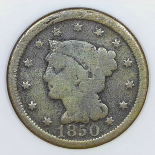 ~EARLY AMERICAN COPPER~ 1850 US Liberty Braided Hair Large One Cent G ...
