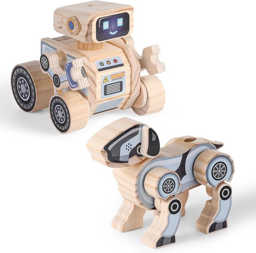 2-in-1 STEM Wooden Robot Toy Set, Crafts for Kids, Gift for Boys & Girls | eBay