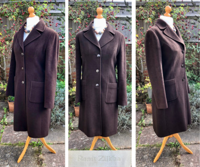 RONIT ZILKHA Coat, DARK BROWN 70% Mohair & 30% Wool, 1940's Style (UK ...
