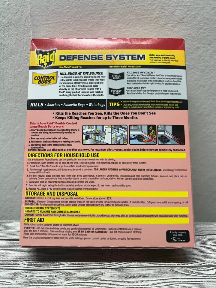 Raid Double Control Large Roach Baits Contains 8 Baits Kills for 3 ...