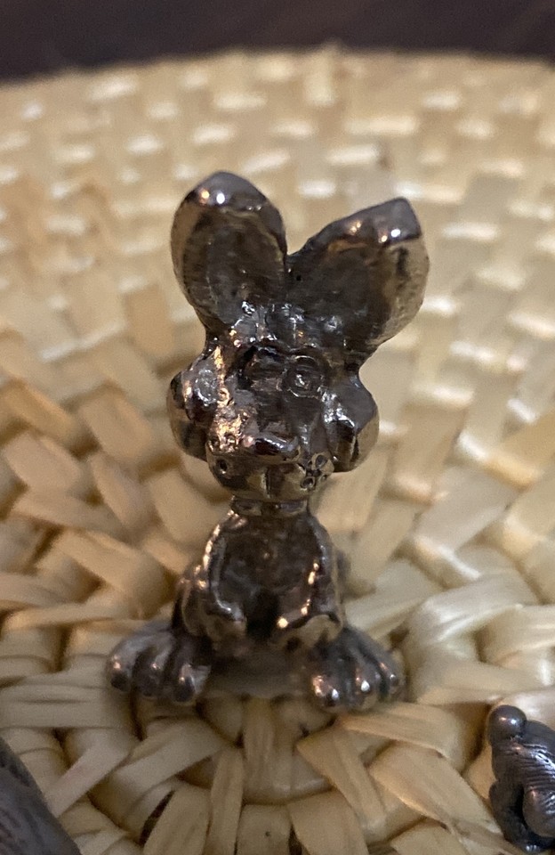 Mixed Metals Miniature Lot Pewter Bunny Rabbit Duck Cat/Dog 3 Dollhouse ...