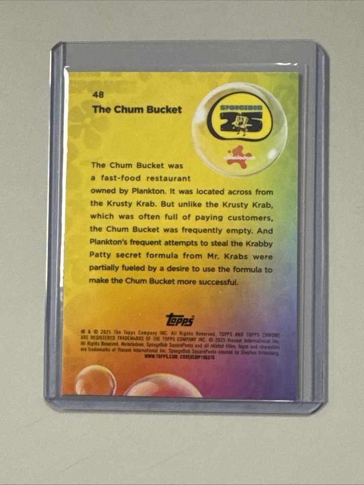 2025 Topps Chrome SpongeBob The Chum Bucket Wave Refractor /175 | eBay