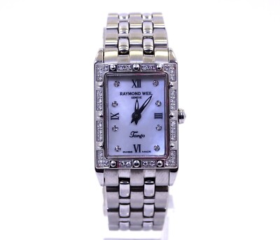 RAYMOND WEIL Diamond TANGO Rectangular Tank Style Quartz Stainless ...