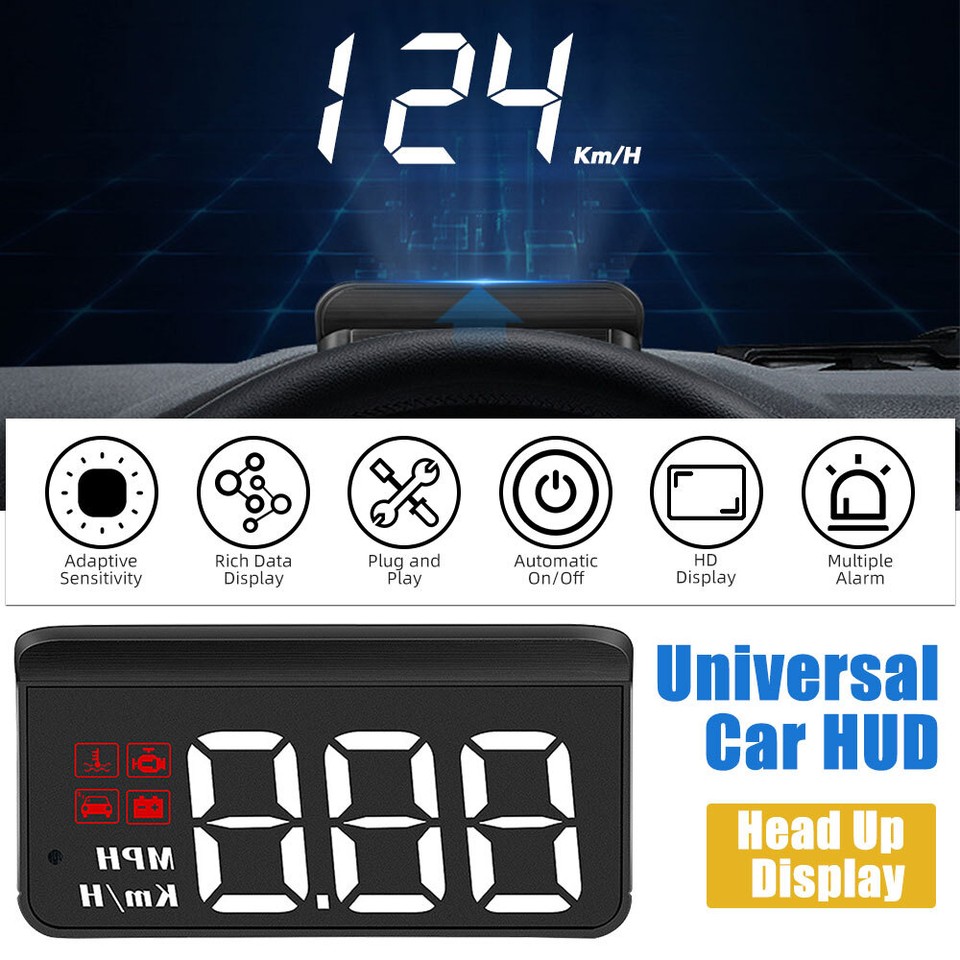 Universal Car HUD Head UP Speedometer Digital Display Speed Warning ...