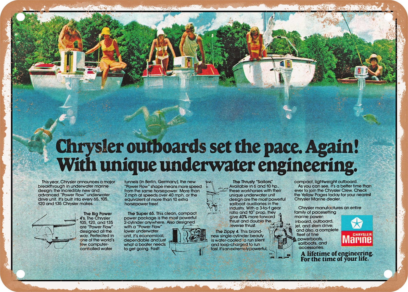 METAL SIGN - 1977 Chrysler Outboards Underwater Engineering | eBay