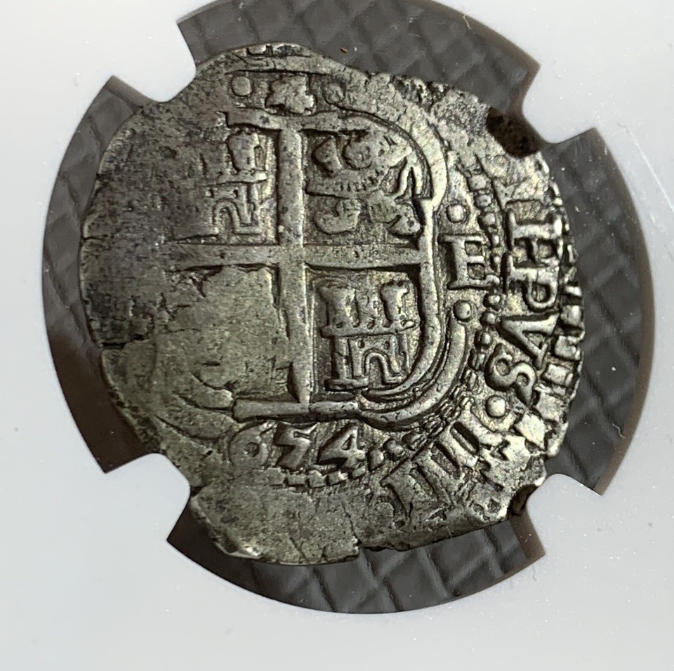 NGC AU Capitana Shipwreck 1654 Spanish Bolivia 4 Reales Silver Cob Coin ...