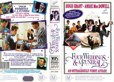 FOUR WEDDINGS AND A FUNERAL - VHS -PAL -NEW -Never played! - Original ...