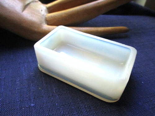 ANTIQUE OPEN SALT CELLAR RECTANGLE SHAPED BOX OPALINE GLASS | eBay