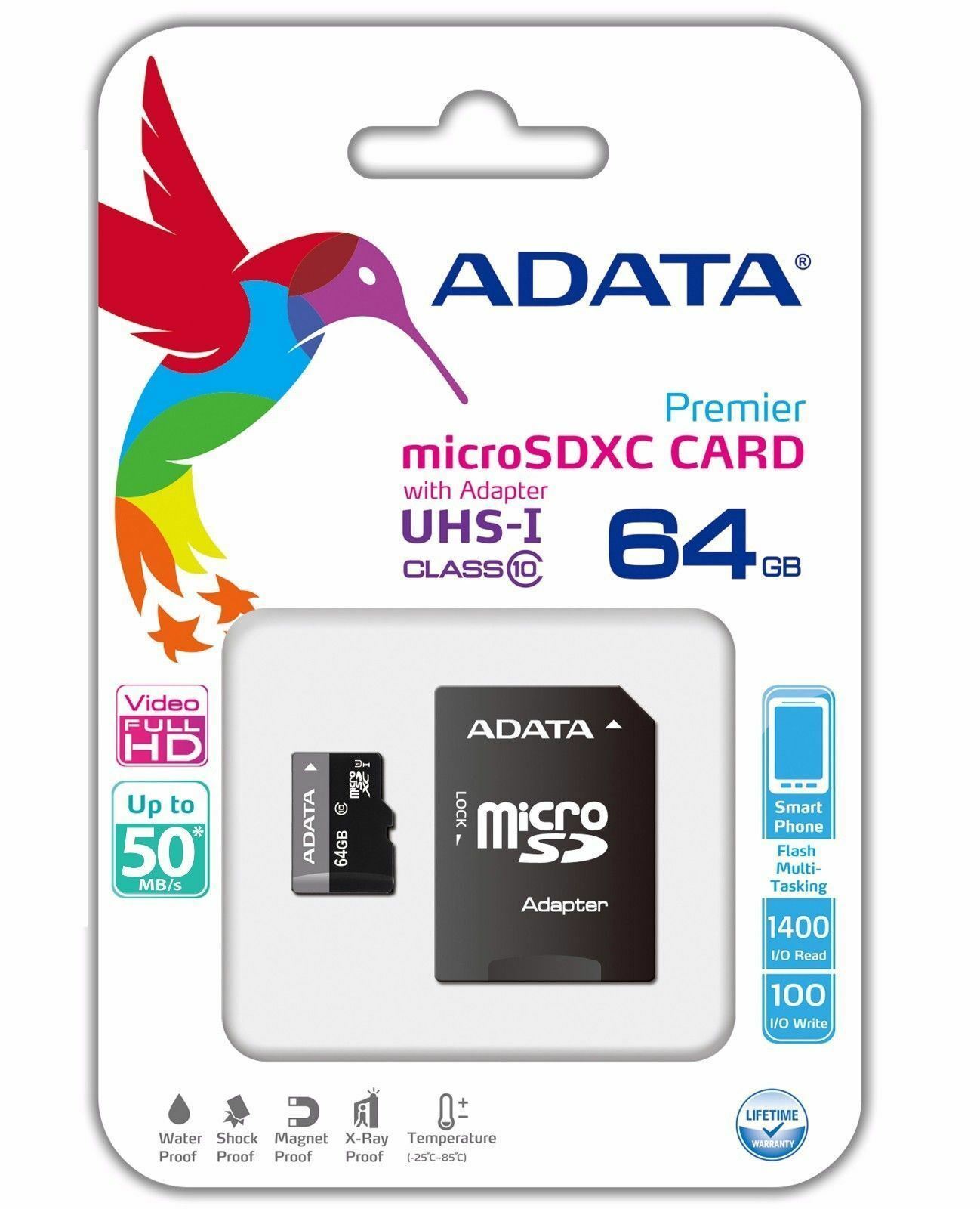 ADATA MicroSD SD Card 4gb 8gb 16gb 32gb 64gb 128gb Memory SDHC lot 1x ...