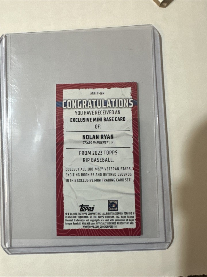2023 Topps Rip Mini Base Image Variation Nolan Ryan MRIP-NR | eBay