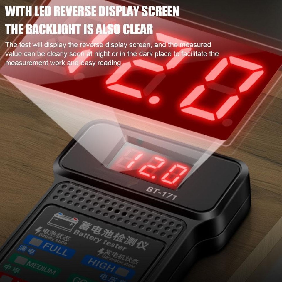 Digital 12V Car Battery Tester Automotive Cranking Test Analyzer ...