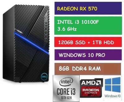INTEL i3-10100F DELL G5 5000 GAMING DESKTOP PC 8GB RAM 120GB SSD 1TB ...