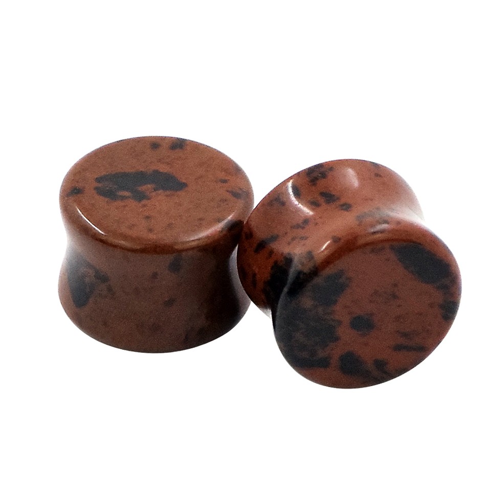 PAIR Organic Natural Stone Ear Gauges Ear Plugs Double Flared Piercing ...