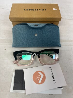 Lensmart Adult Square Eyeglasses Black/Transparent Pink Frame 47 21-145 ...