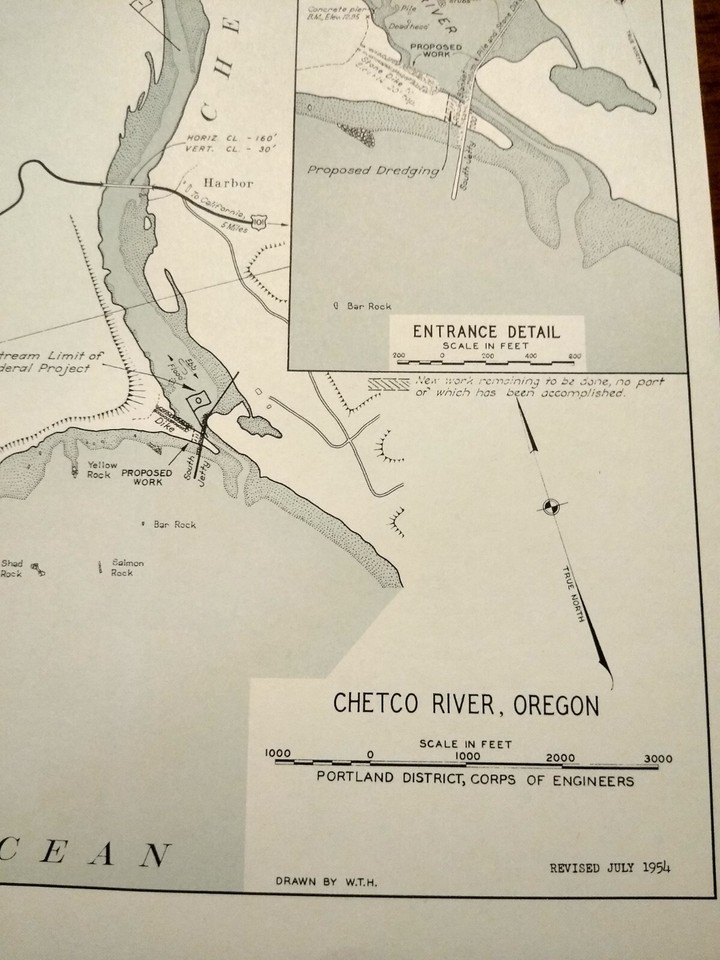 1954 Chetco River Oregon Army Engineering Sketch Map | eBay