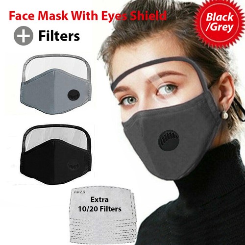 Filters Face Mask Reusable Eye Shield Washable Anti Air Pollution Adult ...