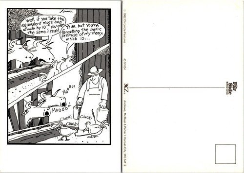 Continental Far Side Gary Larson Farm Animal Math Cartoon Postcard | eBay