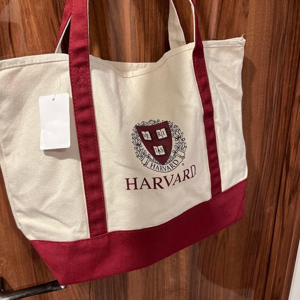 Harvard University Logo Canvas Tote Bag Beige/Red | eBay UK