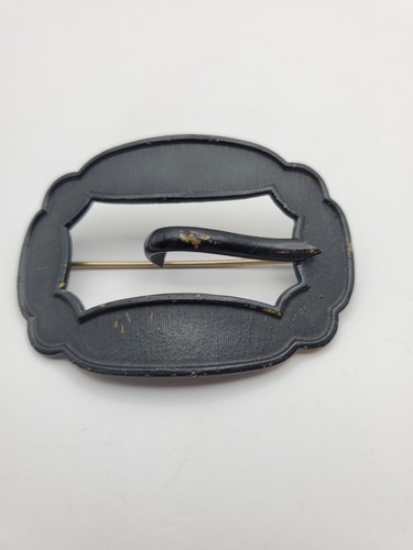 Victorian Sash Buckle C Clasp Pin Black Enamel Mourning Brooch | eBay