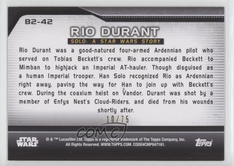 2021 Star Wars Bounty Hunters Solo: A Story Level 2 Purple 10/75 Rio ...