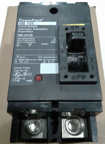 QBL22125 SQD 2POLE 125AMP 240V NEW | eBay