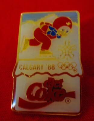 Diet Coke Calgary 88 Olympics Lapel Pin Ice skater in Red | eBay