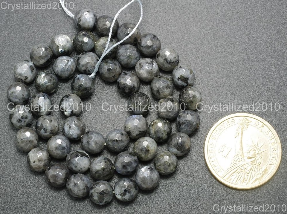 Natural Larvikite Labradorite Gemstone Faceted Round Beads 4mm 6mm 8mm ...