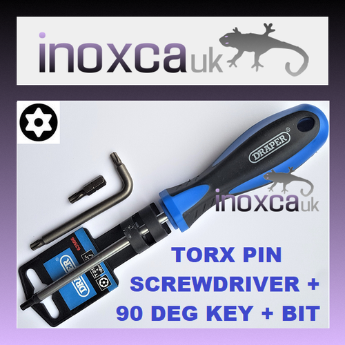 TORX PIN HOLE DRAPER SCREWDRIVER +"L" SHAPE 90 DEGREE KEY + HEX BIT ...