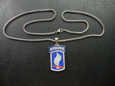 US ARMY 173RD AIRBORNE DIVISION DUI INSIGNIA FOB STAINLESS STEEL CHAIN ...