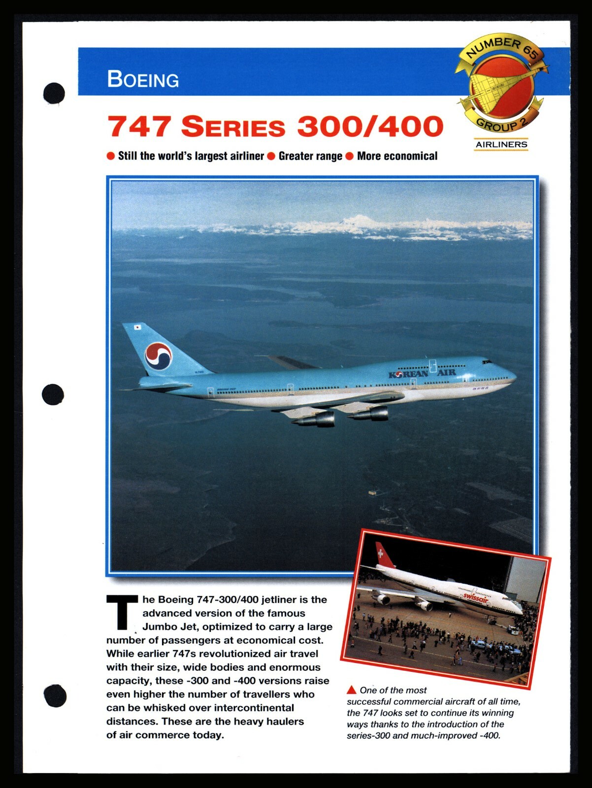 "747 SERIES 300/400 BOEING" Aircraft of World Spec Sheet Airliners 2.65 ...