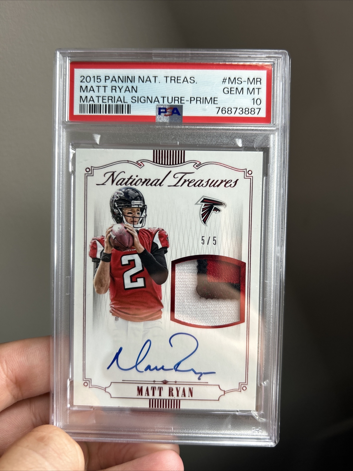 2015 National Treasures Auto Red 3 Color Jersey Falcons Matt Ryan 5/5 ...