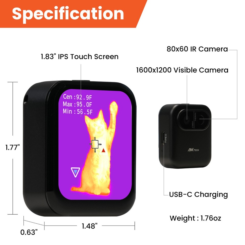 ANXTECH 80*60 Infrared Thermal Imager Mini Thermal Imaging Camera ...