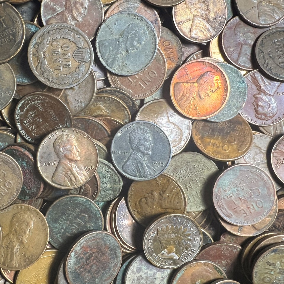 ONE POUND Indian Head Penny + Lincoln Wheat Penny Mixed Lot ...