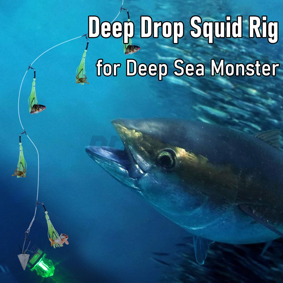 Deep Drop Rigs Glow Squid Lures Halibut Rigs for Saltwater Bottom ...