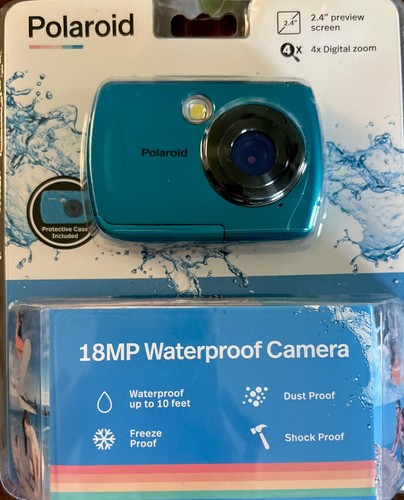 Polaroid 16MP Waterproof Camera Teal 4x Digital Zoom Case Included NEW ...