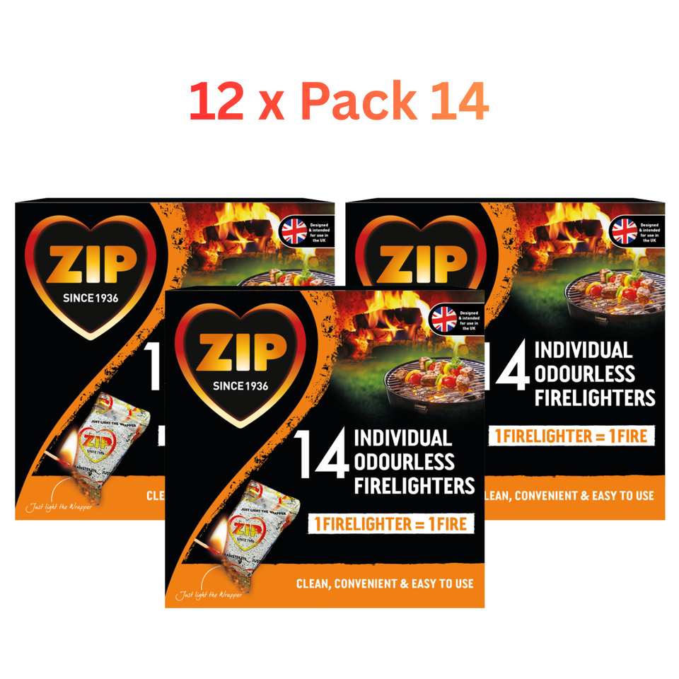 ZIP Fast & Clean Wrapped Firelighters For Open Fires BBQs Stoves ...