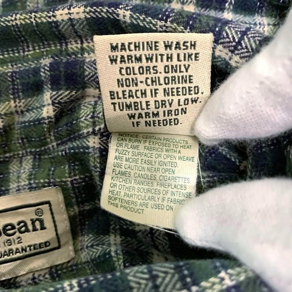 L.L.Bean Check Long Sleeve Shirt Green 100% Cotton XL Used | eBay UK