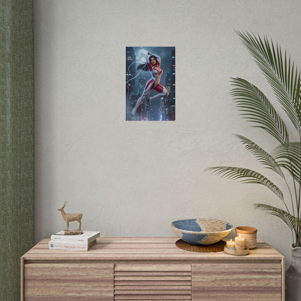 Spider-Woman Poster, Female Superhero Wall Art Print, Urban Night Decor ...